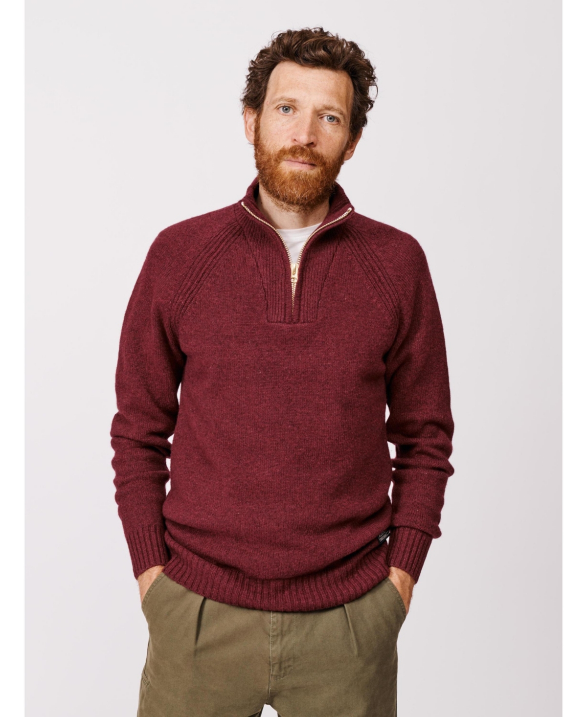 Click here for Aubin Mens Pelham Zip Neck Sweater - Port prices