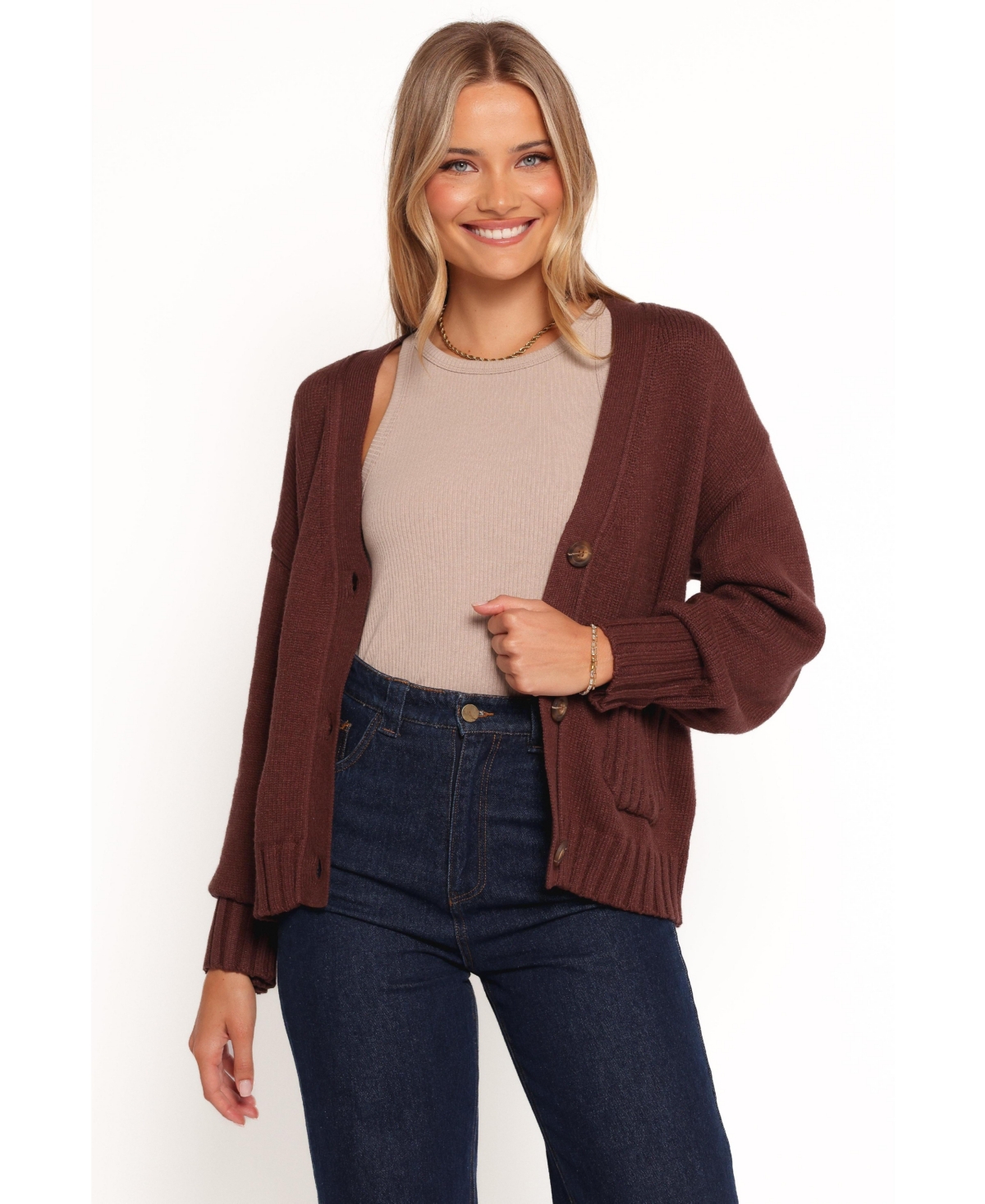 Click here for Petal and Pup Eden Button Front Cardigan - Brown -... prices