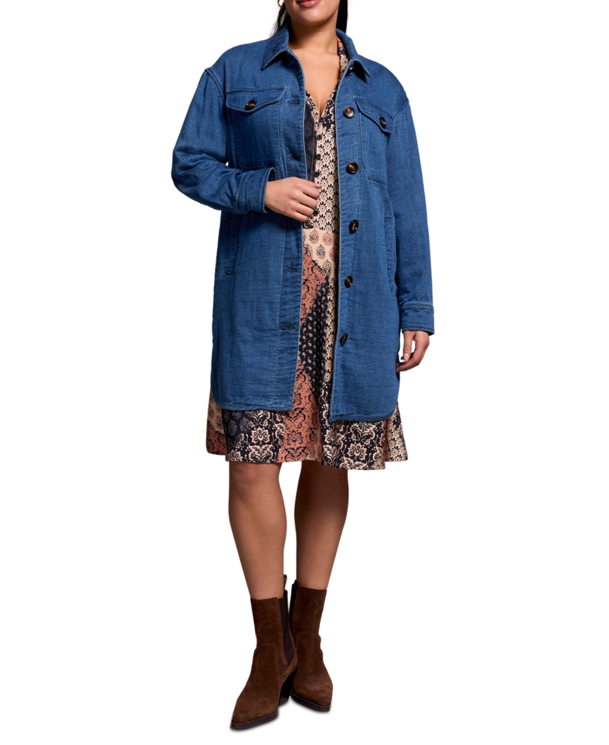 Click here for Tribal Womens Quilted Cotton Button Front Jacket -... prices