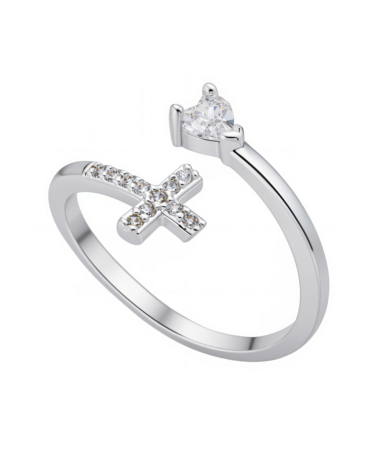 Click here for Unwritten Cubic Zirconia Cross Bypass Ring - Silve... prices