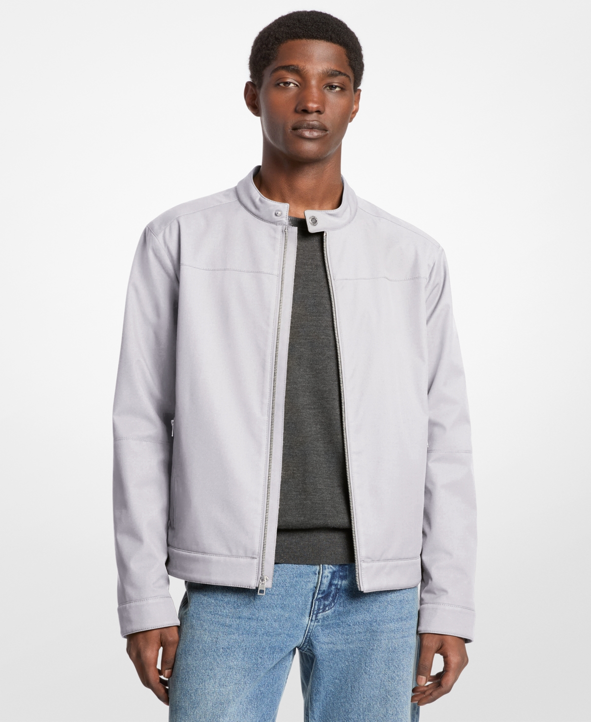 Click here for Michael Kors Mens Racer Jacket - Pearl Gray prices