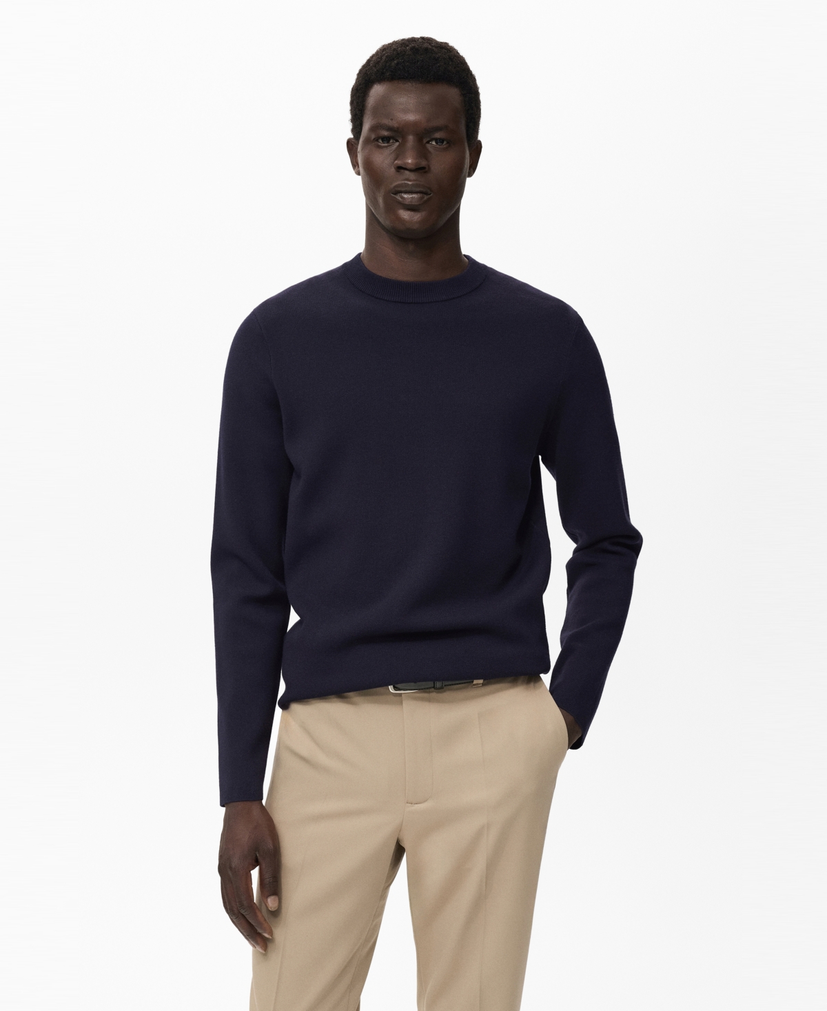 Click here for Mango Mens Medium-Knit Regular-Fit Sweater - Navy prices