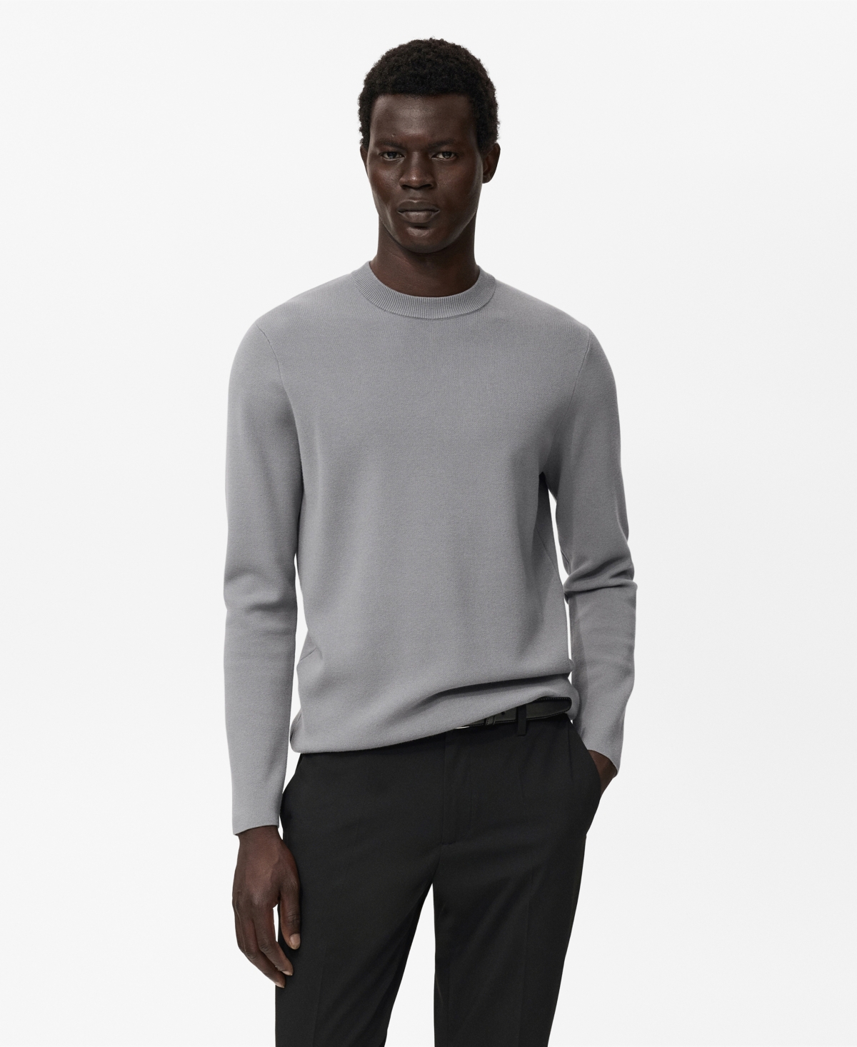 Click here for Mango Mens Medium-Knit Regular-Fit Sweater - Gray prices