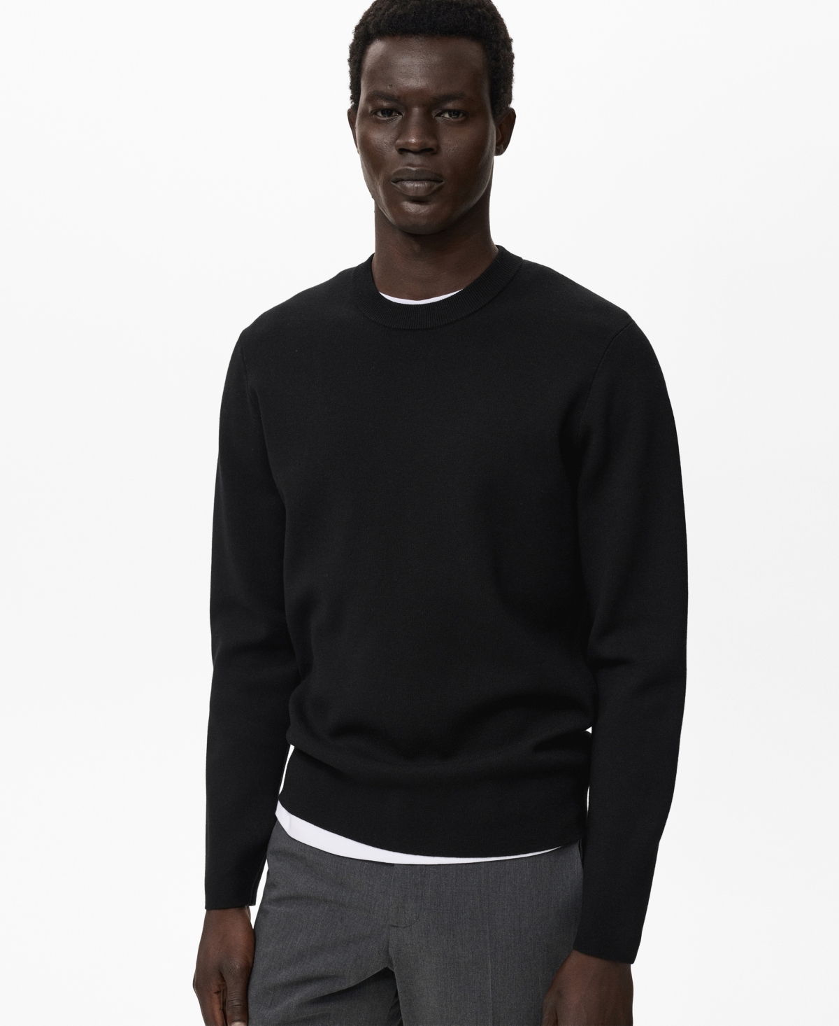 Click here for Mango Mens Medium-Knit Regular-Fit Sweater - Black prices
