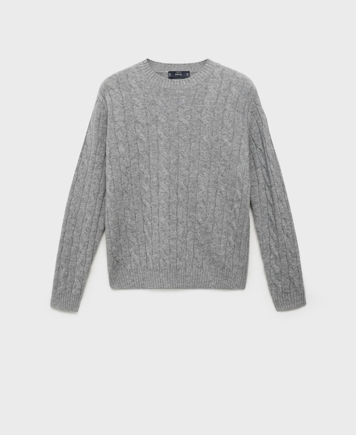 Click here for Mango Mens Wool Braided Sweater - Medium Heather G... prices