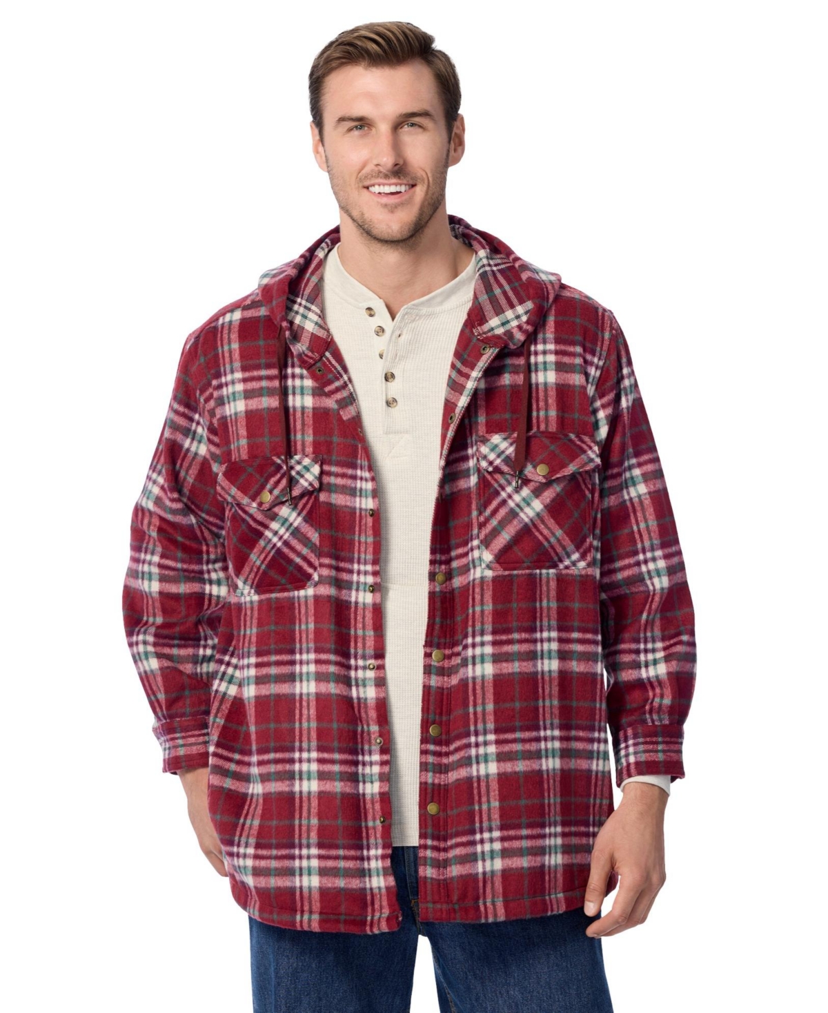 Click here for KingSize Big & Tall Brawny Snap Shirt Jacket - Bur... prices