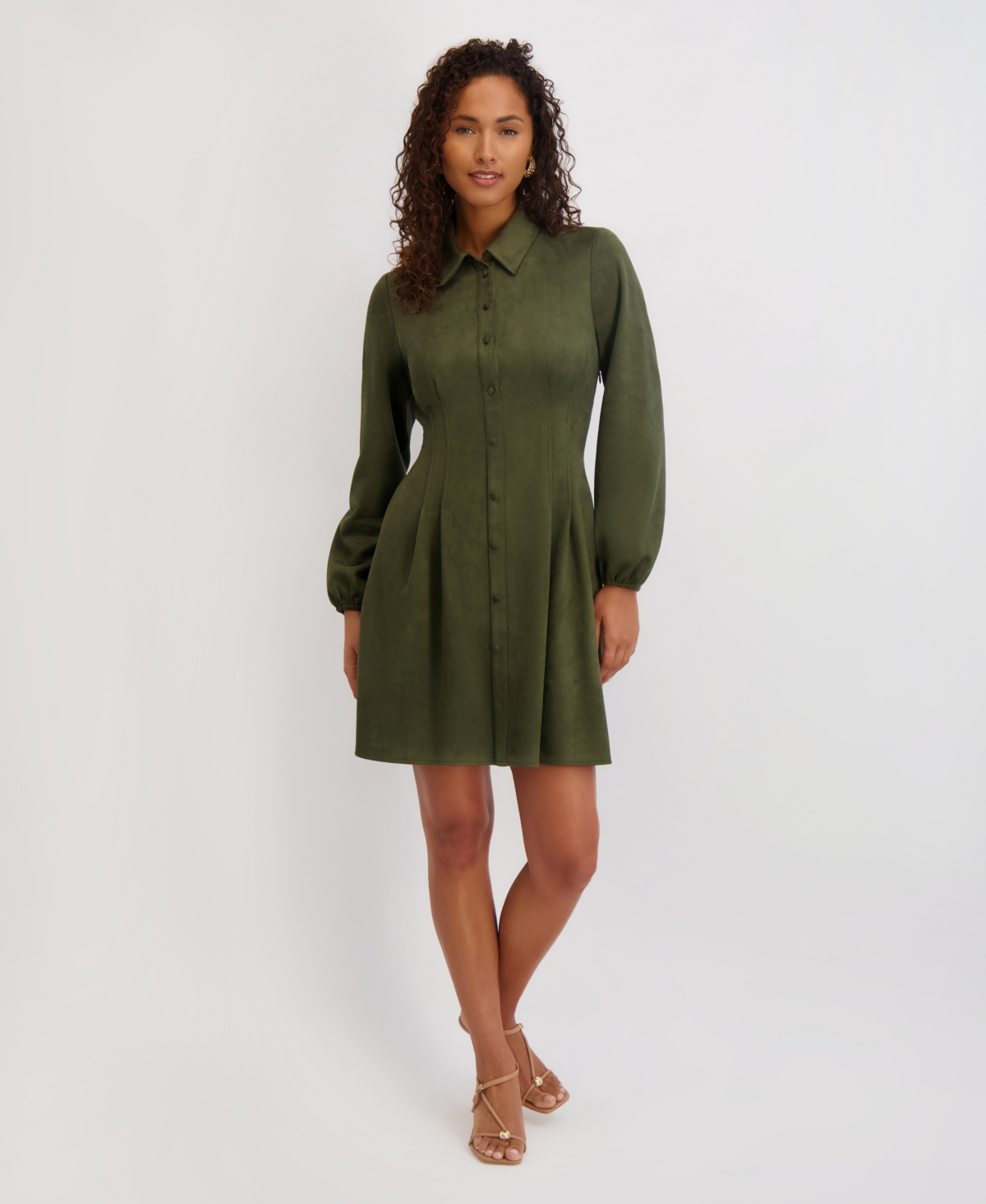 Click here for kensie Womens Long-Sleeve Dress - Olive prices