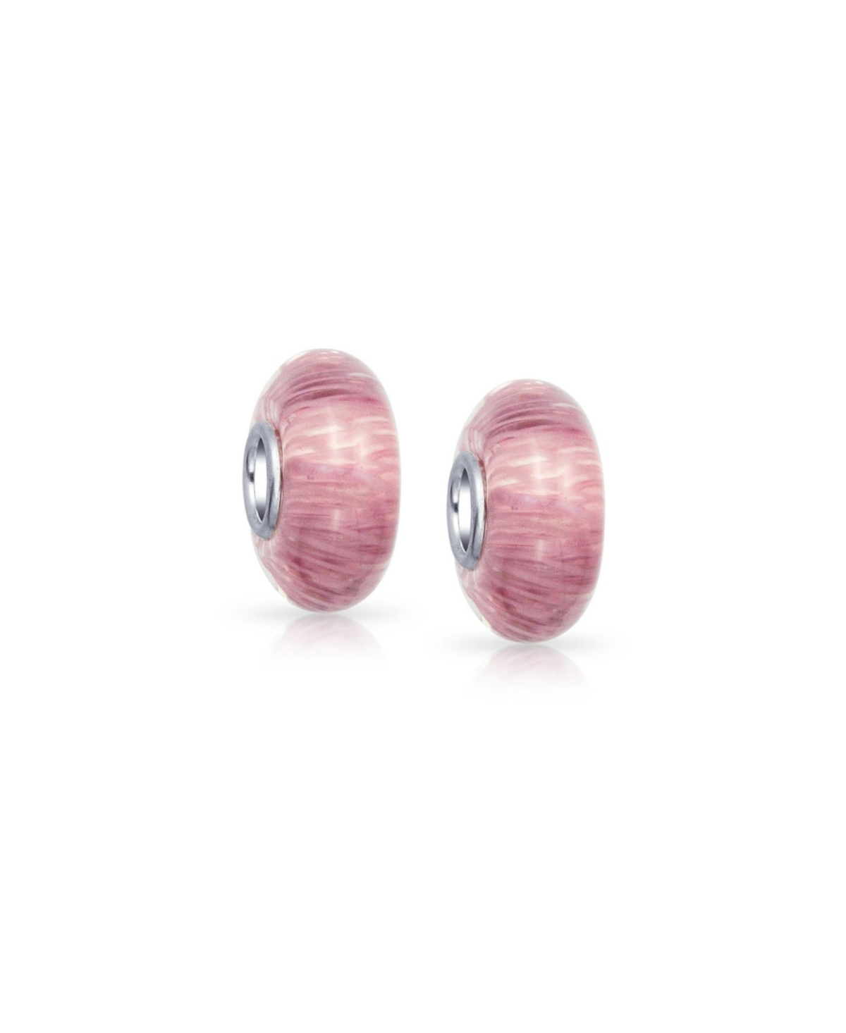 Click here for Bling Jewelry Set of 2 Solid Pink Mauve Murano Gla... prices