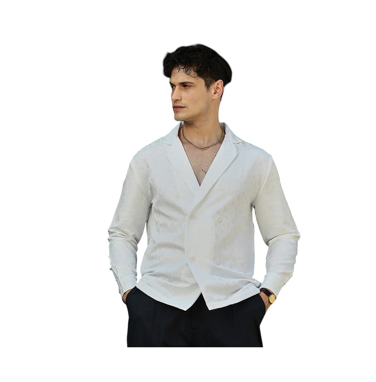 Click here for Campus Sutra Mens Daisy White Double-Breasted Mozi... prices