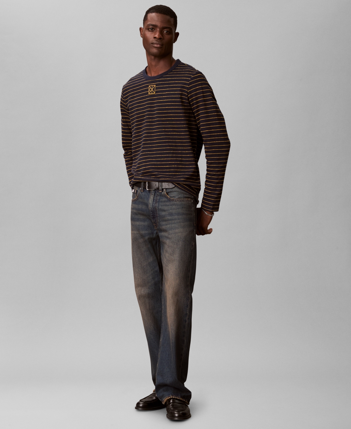 Click here for Calvin Klein Mens Striped Long-Sleeve T-Shirt - Da... prices