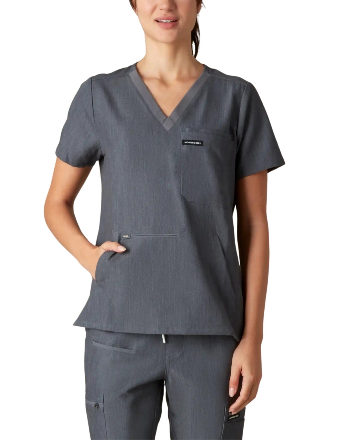 Click here for Members Only Womens Cordoba 5-Pocket Scrub Top - G... prices