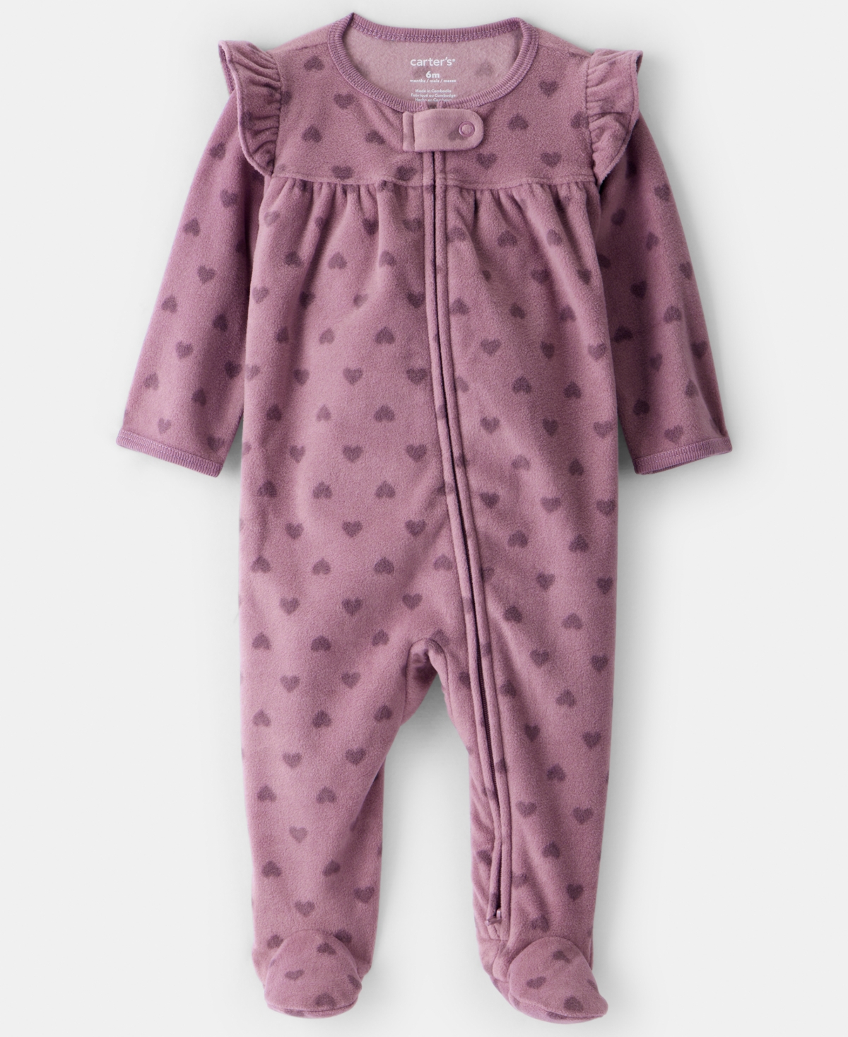 Carters Baby Girls Heart Print Long-Sleeve Sleep and Play Pajama - Purple