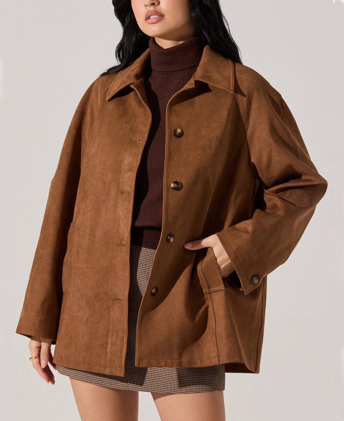 Astr the Label Womens Presleigh Collared Long-Sleeve Jacket - Camel