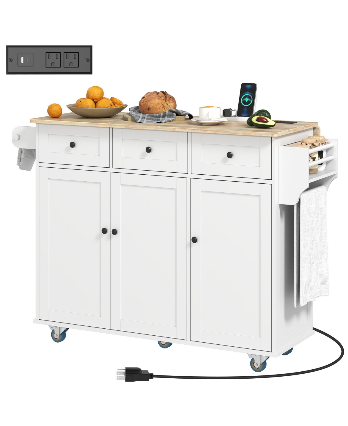 Click here for Homcom Mobile Kitchen Island with Power Outlet Dro... prices