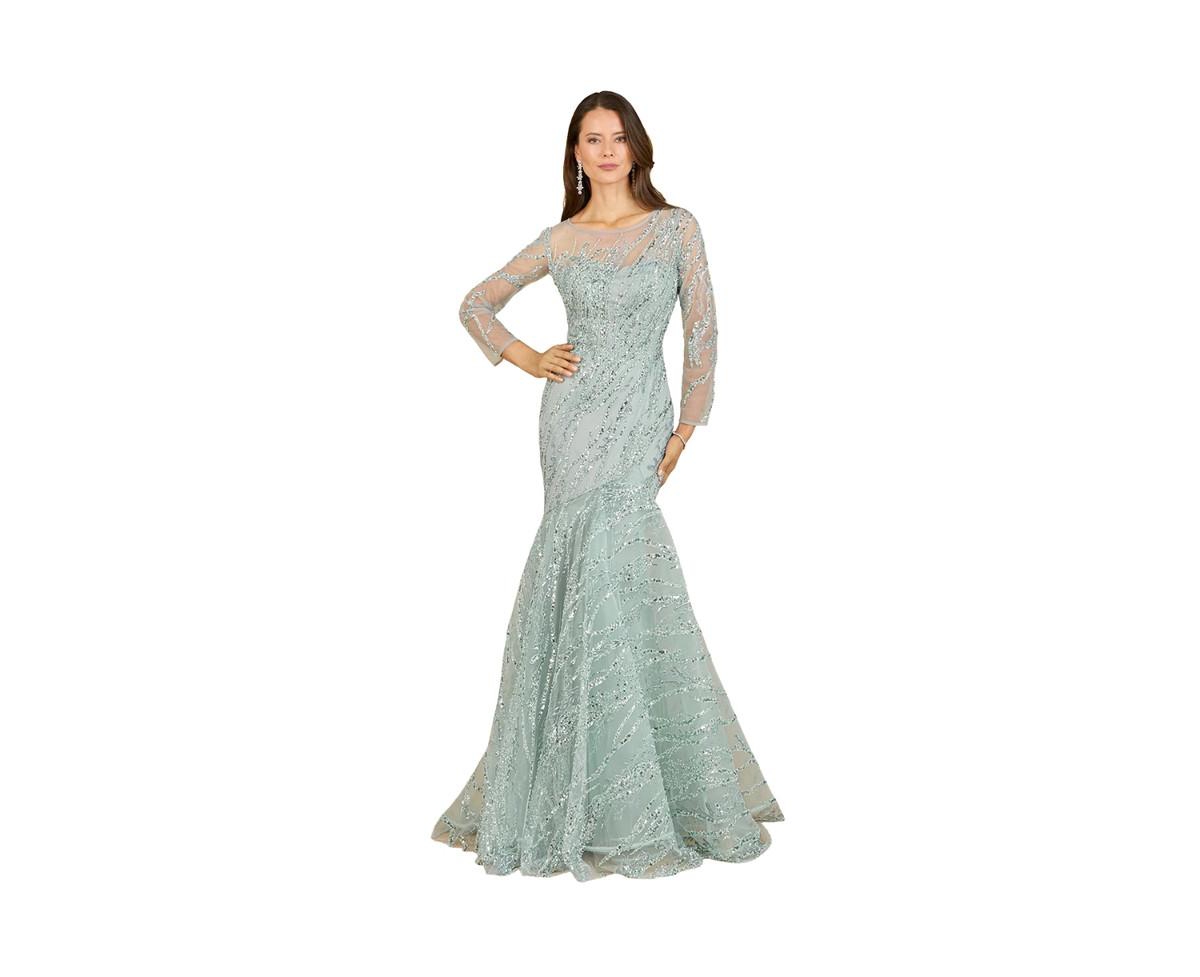 Click here for Lara Womens Long Sleeve Mermaid Beaded Gown - Seaf... prices