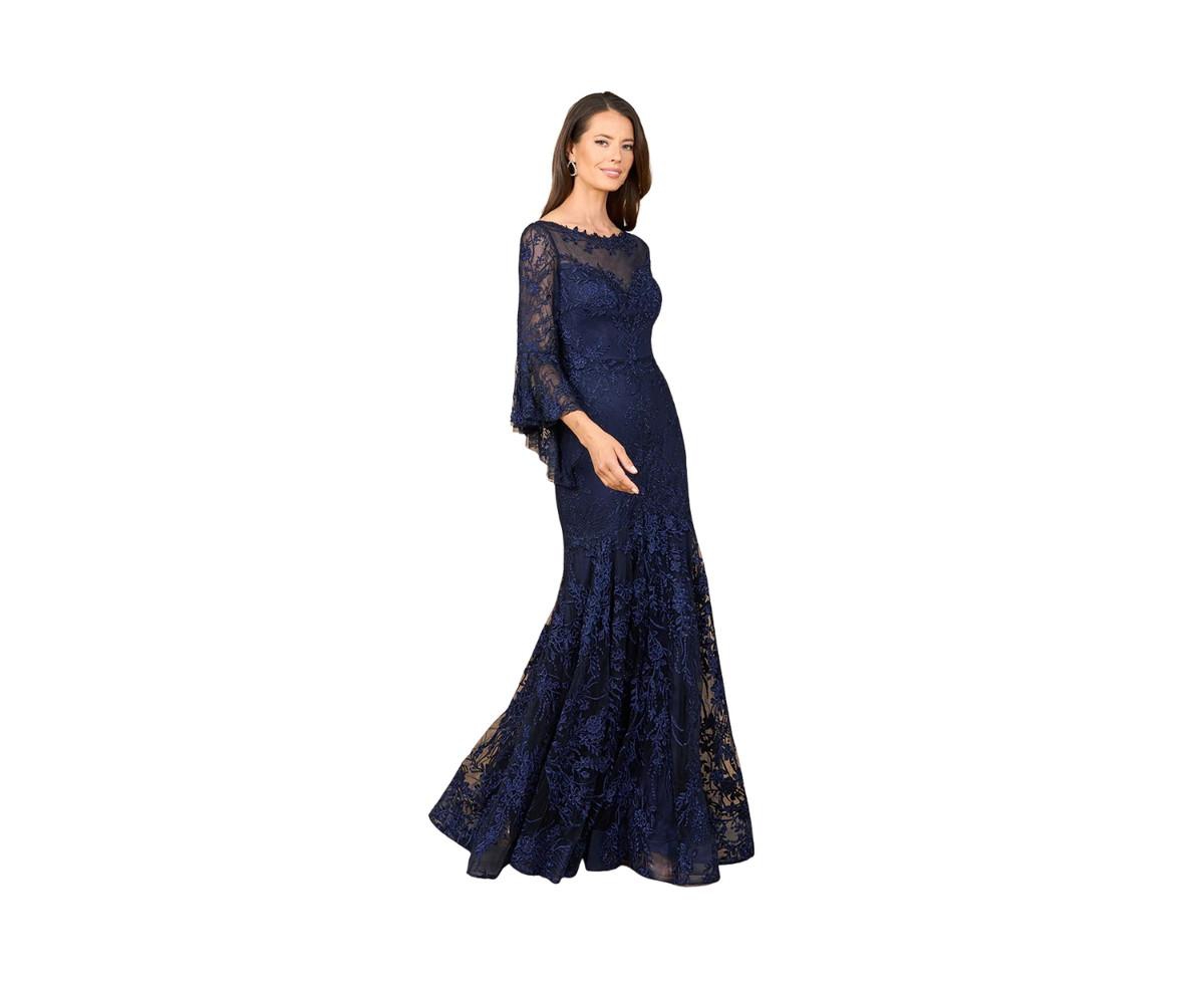 Click here for Lara Womens Illusion Neck  Long Bell Sleeve Gown -... prices