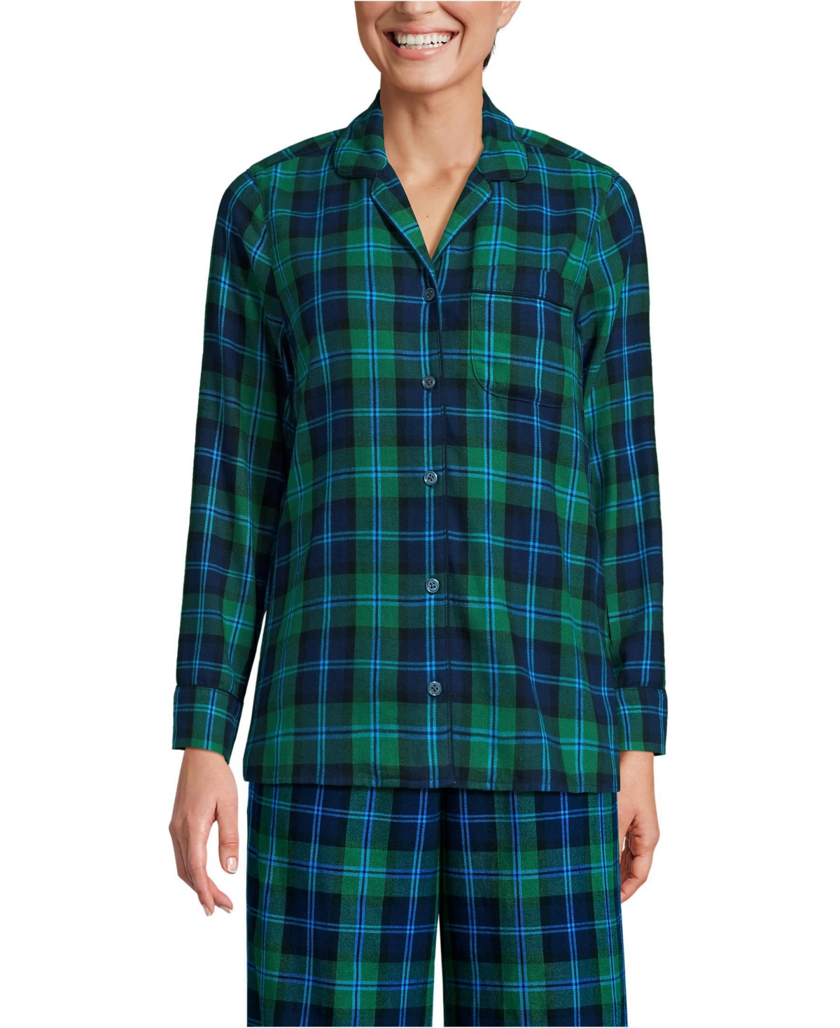 Click here for Lands End Womens Long Sleeve Print Flannel Pajama... prices
