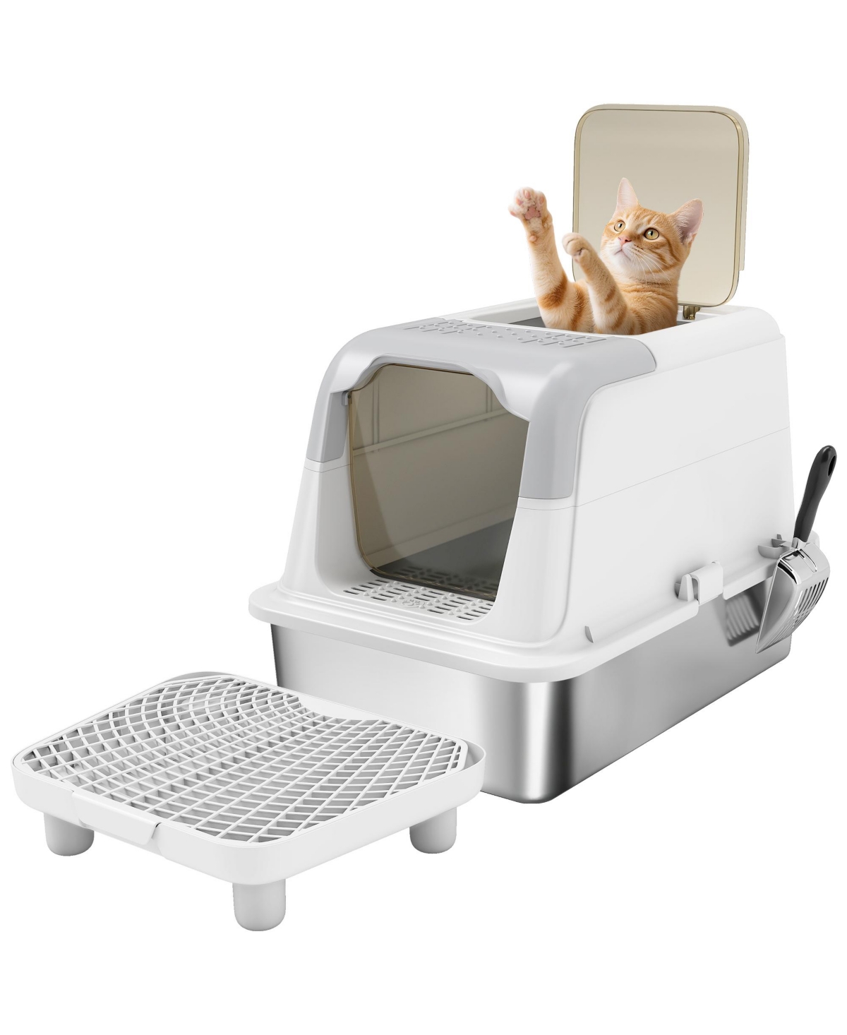 Click here for PawHut Stainless Steel Litter Box with Lid  Extra... prices