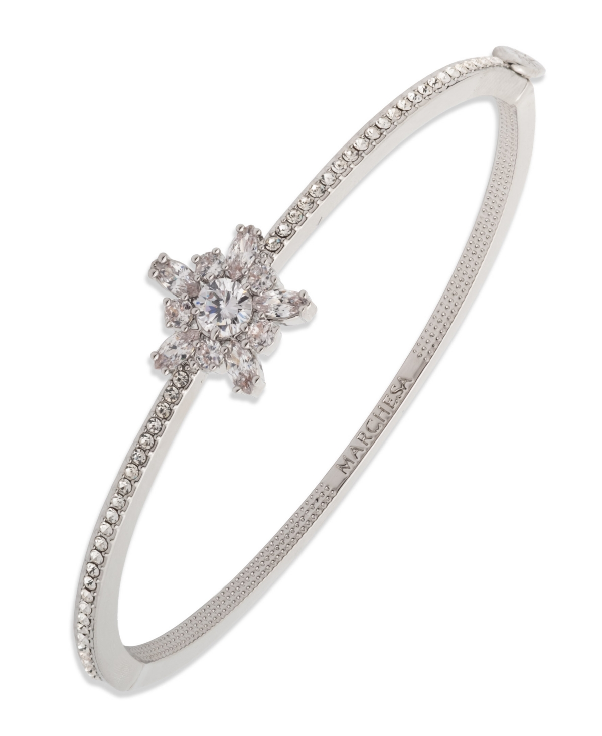 Click here for Marchesa Cubic Zirconia Silver-Tone Star Bangle Br... prices