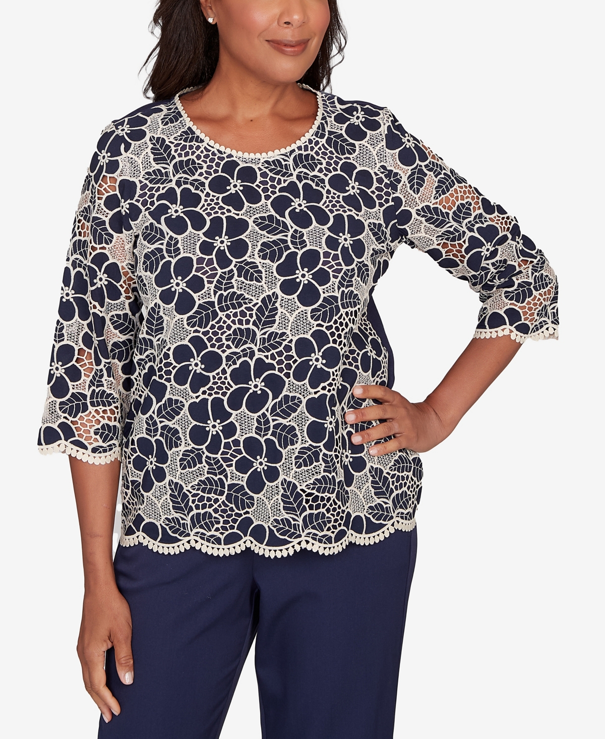Click here for Alfred Dunner Womens Saratoga Springs Floral Lace... prices