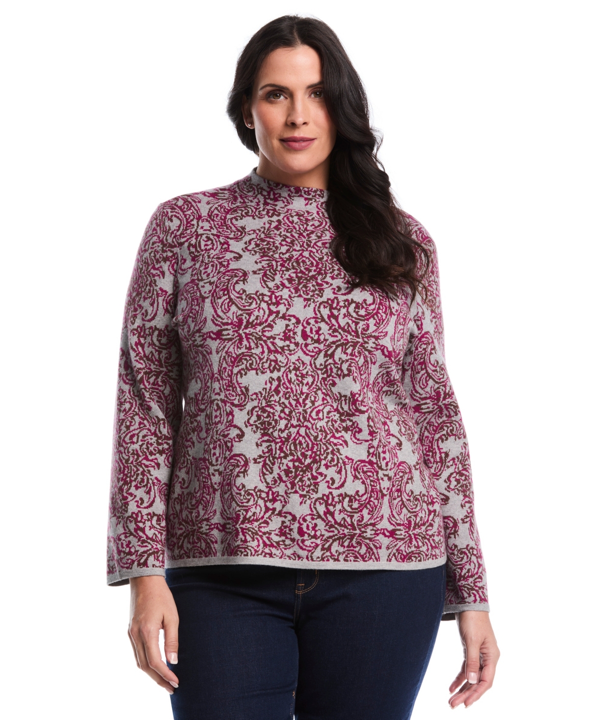 Click here for Rafaella Plus Size Floral Paisley Print Long Sleev... prices