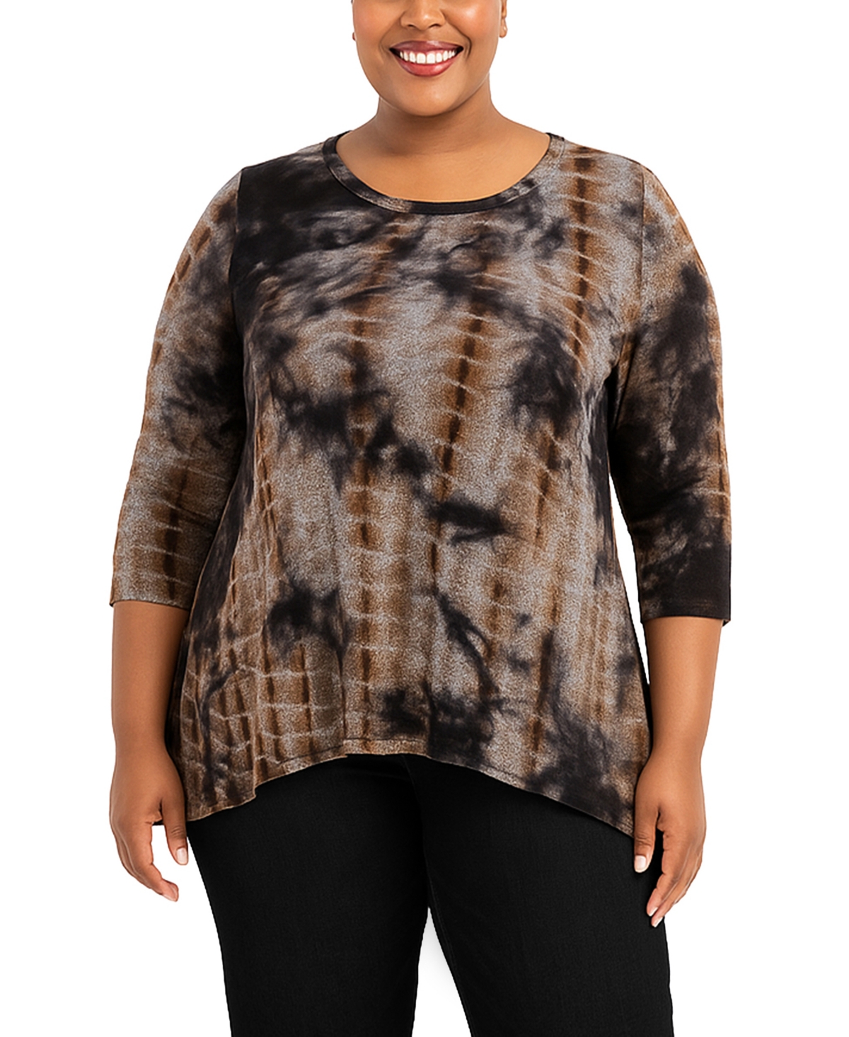 Click here for Coin 1804 Plus Size Tie Dye Cozy Button Back 3/4 S... prices
