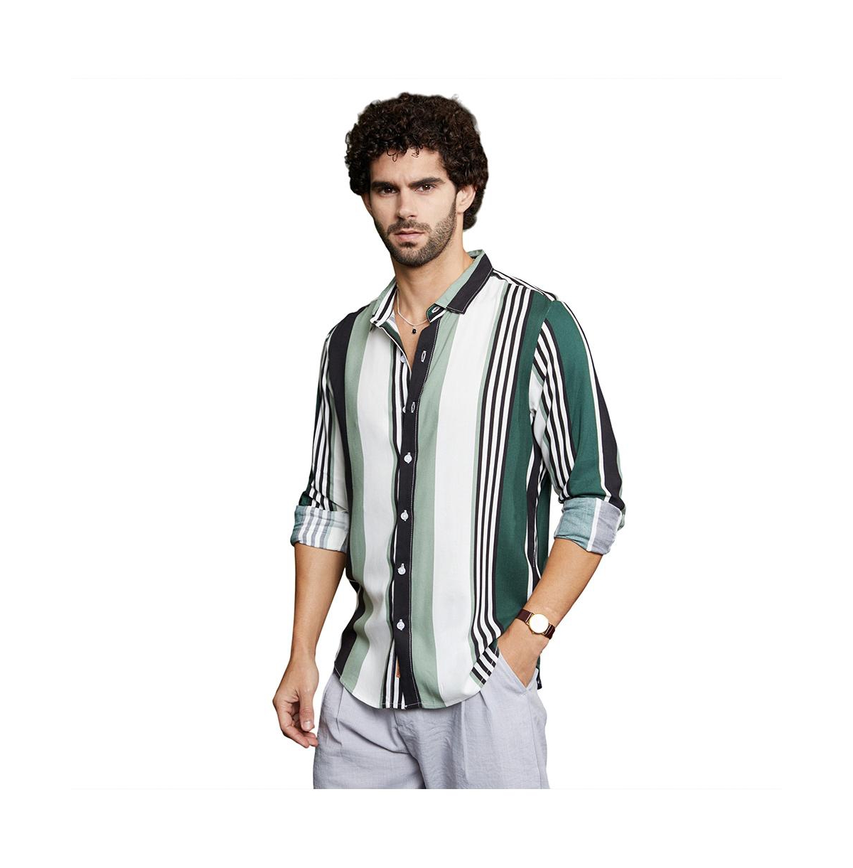 Click here for Campus Sutra Mens Jungle Green & Cream White Multi... prices