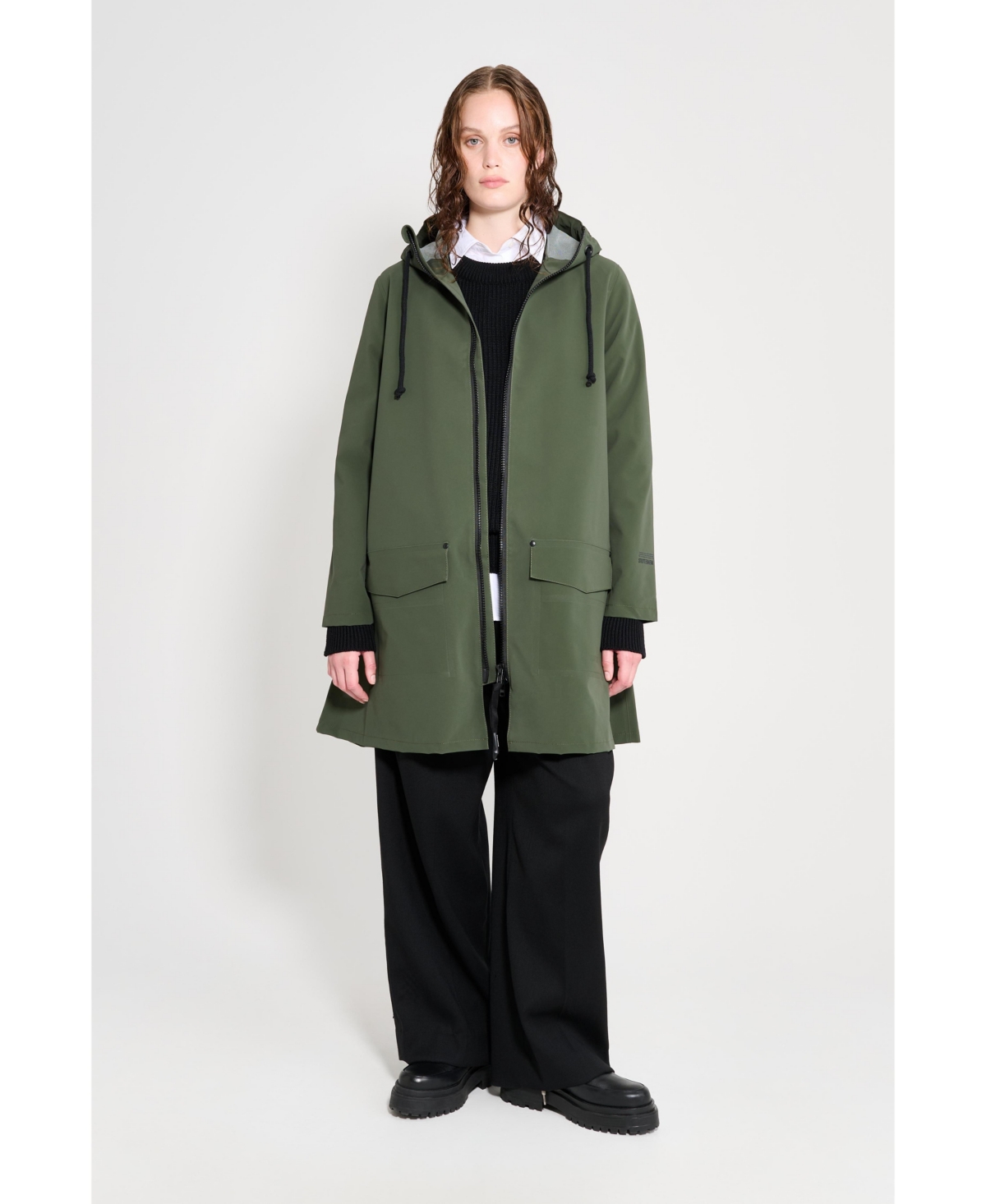 Click here for Stutterheim Womens Mosebacke Patch Raincoat - Gree... prices