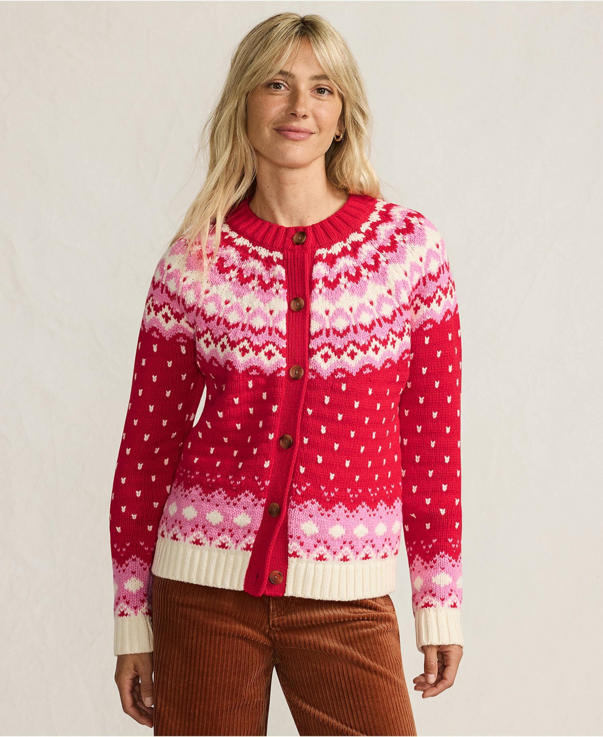 Click here for Lands End Womens Lofty Birdseye Fair Isle Cardigan... prices