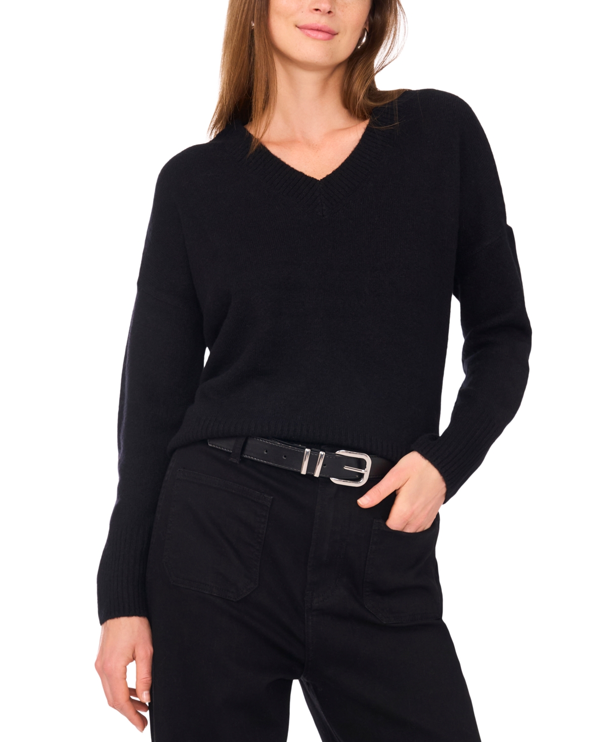 Click here for Vince Camuto Womens Colorblocked Drop-Shoulder Swe... prices