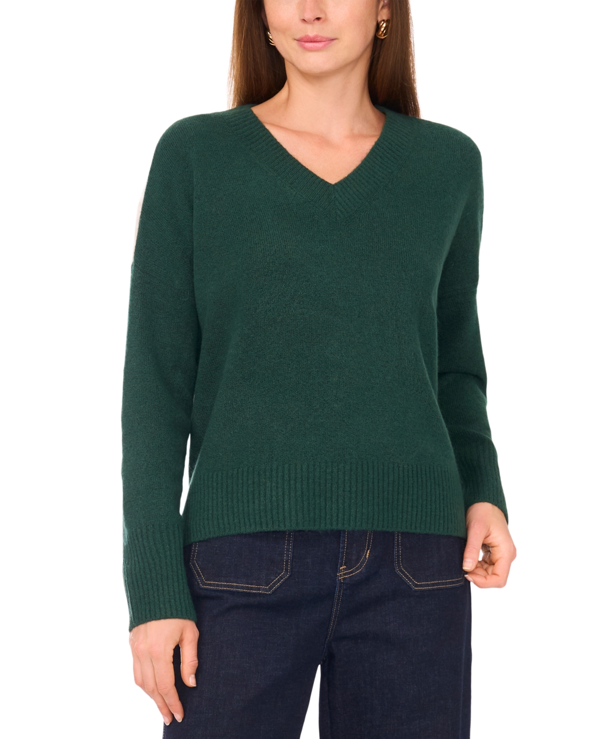 Click here for Vince Camuto Womens Colorblocked Drop-Shoulder Swe... prices
