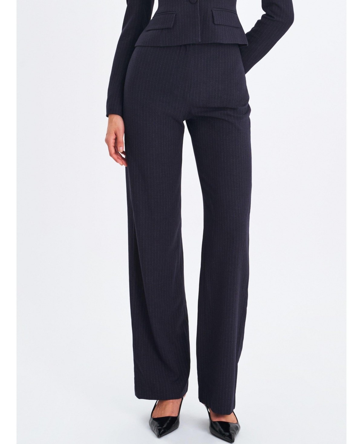 Click here for Miss Circle Womens Quinnie Navy Striped High-Waist... prices