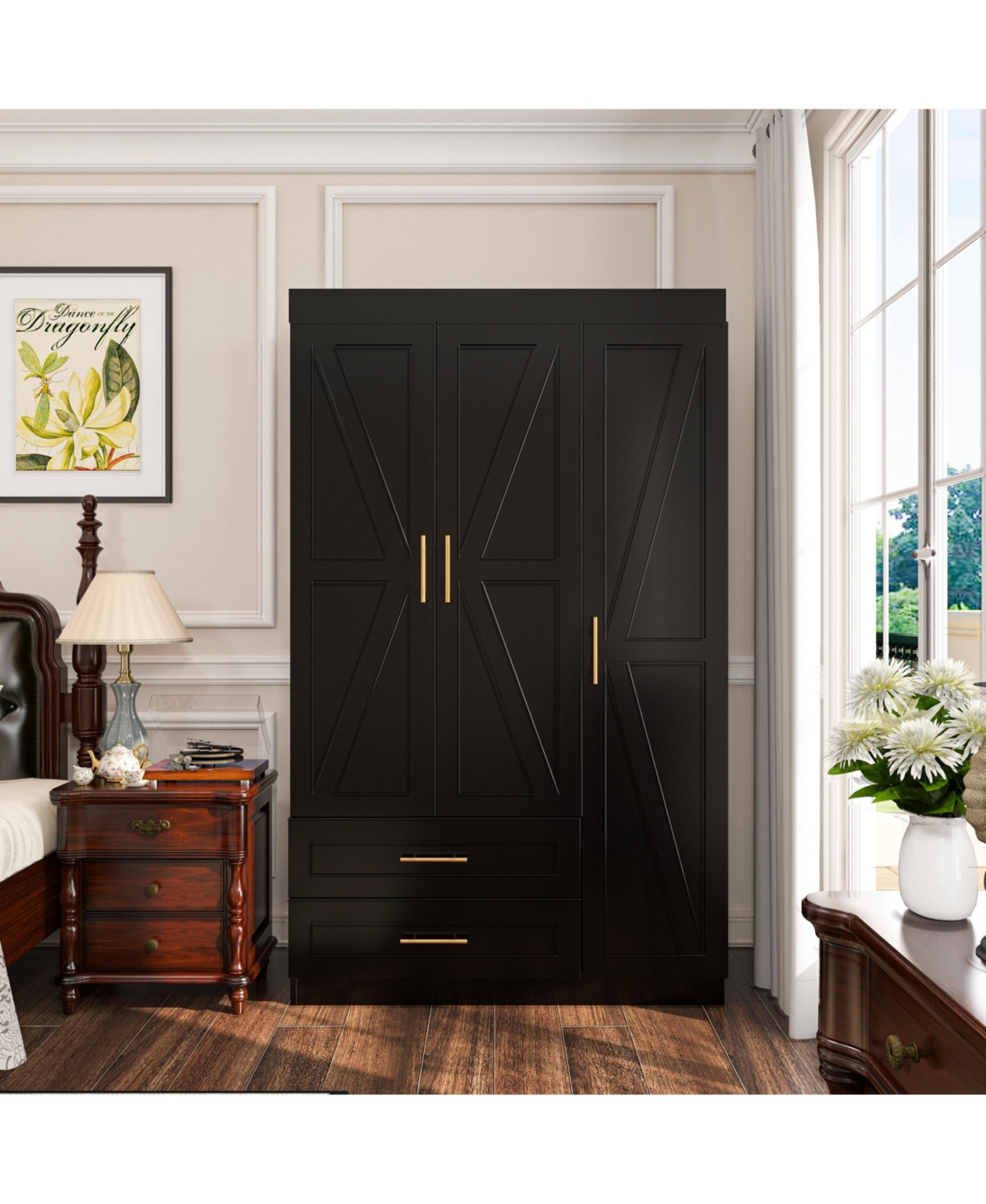 Click here for Freestanding Wood Bedroom Armoire with Hanging Rod... prices