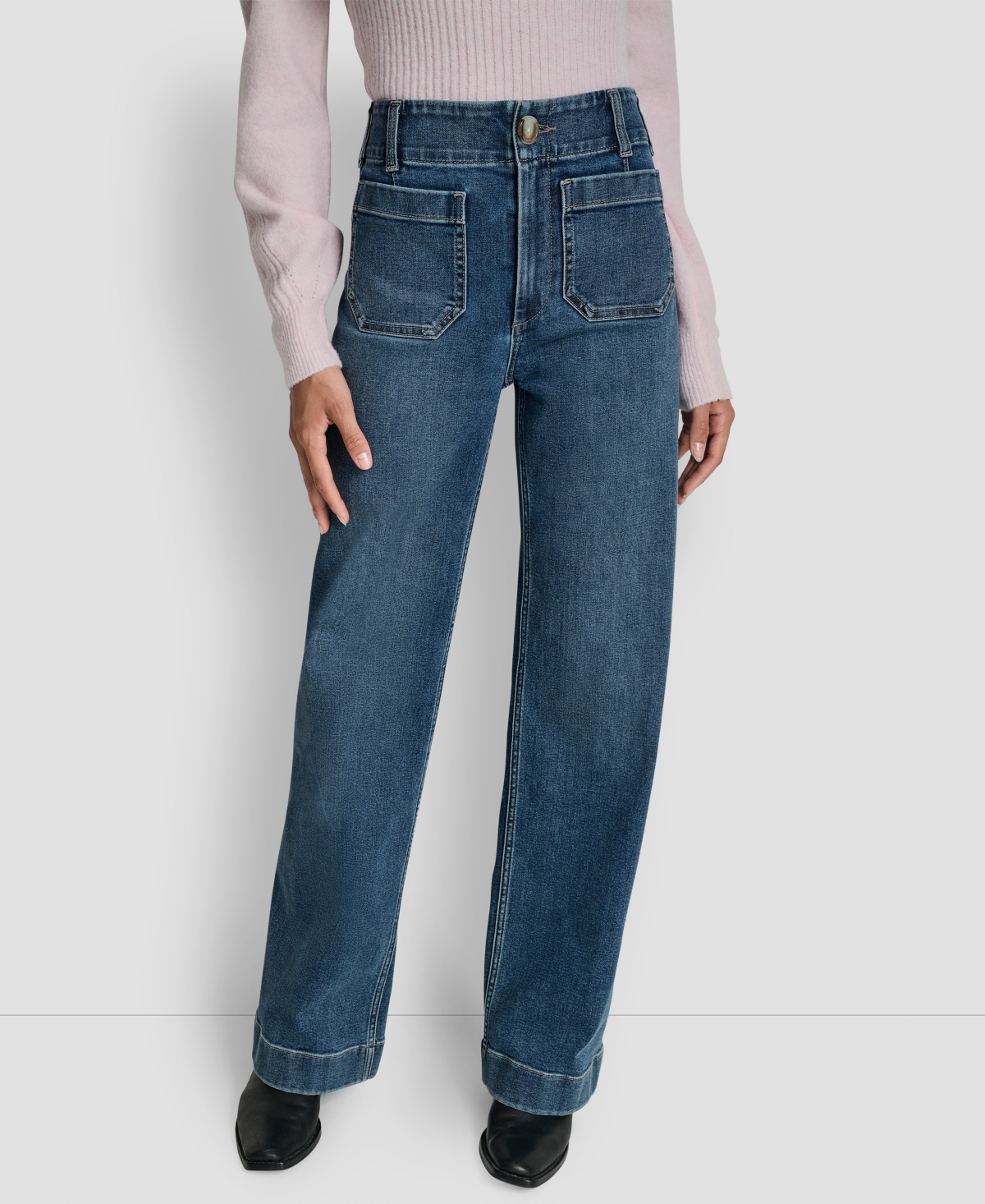 Click here for Dkny Jeans Womens High-Rise Wide Leg Jeans - Soho prices