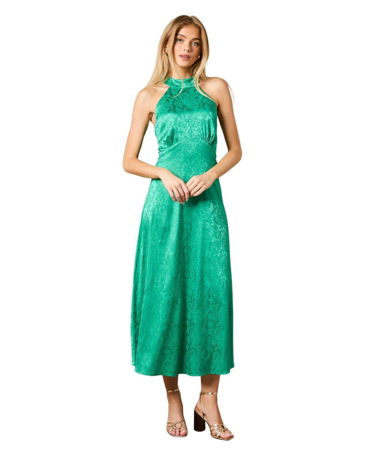 Click here for Oasis Womens Bias Halterneck Midi Dress - Green prices