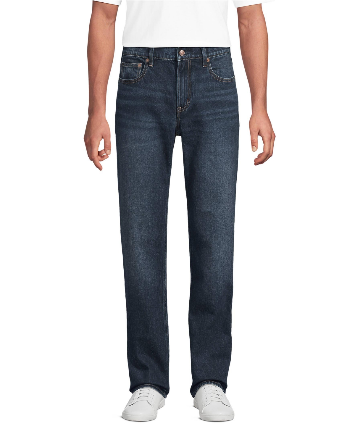 Click here for Lands End Mens Stretch Classic Fit Jean - Dark pac... prices