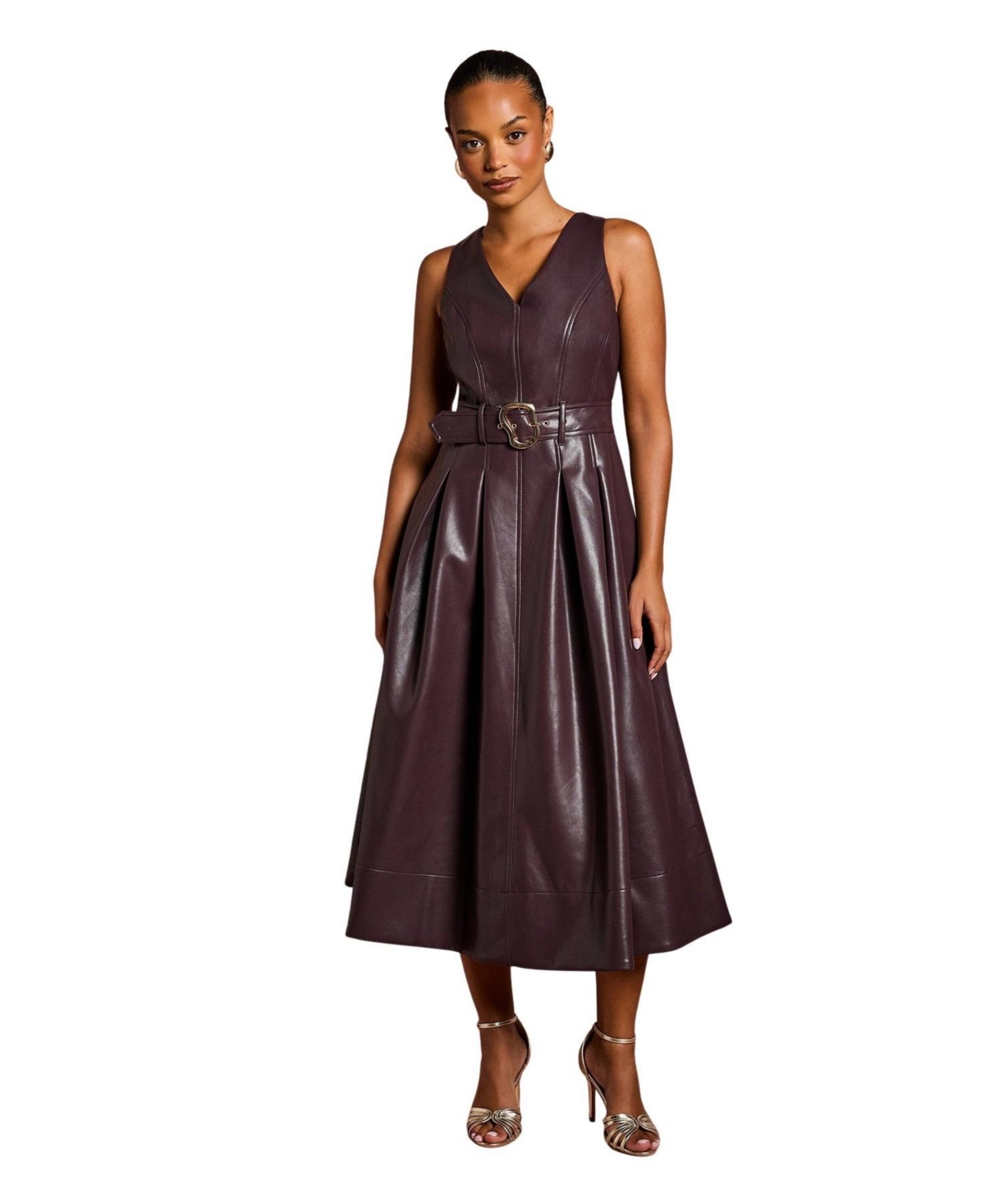 Click here for Coast Womens V Neck Sleeveless Dress - Oxblood prices