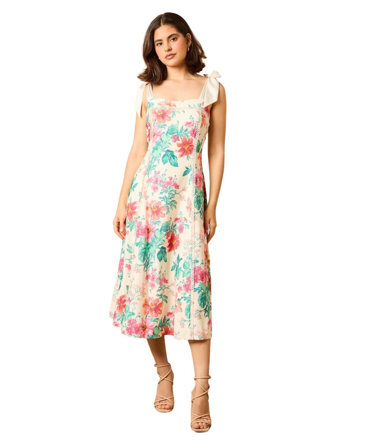 Click here for Oasis Womens Bow Strap Midi Prom Dress - Multi prices