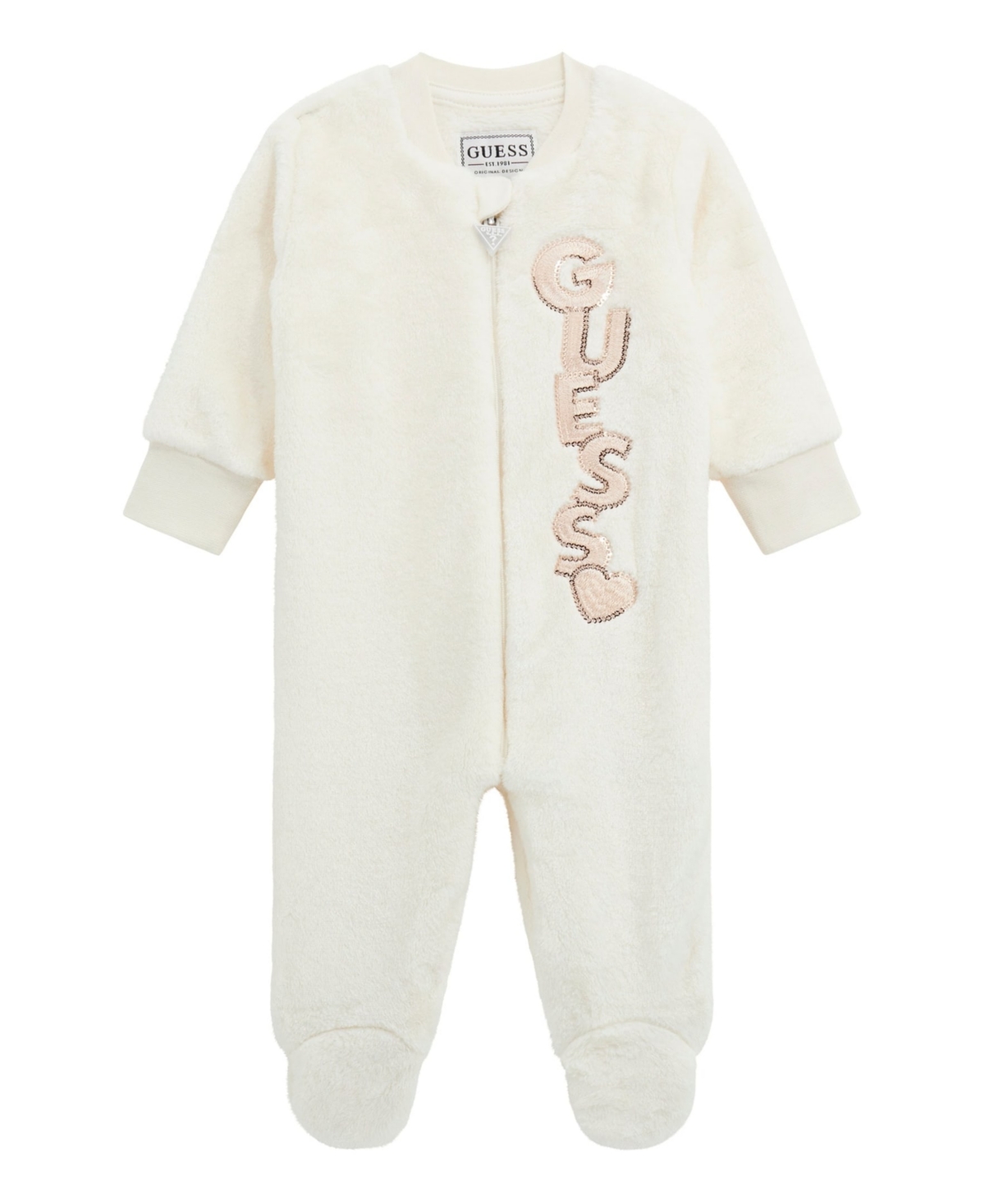 Click here for Guess Baby Girls Plush Round Neck Coverall - Cream prices