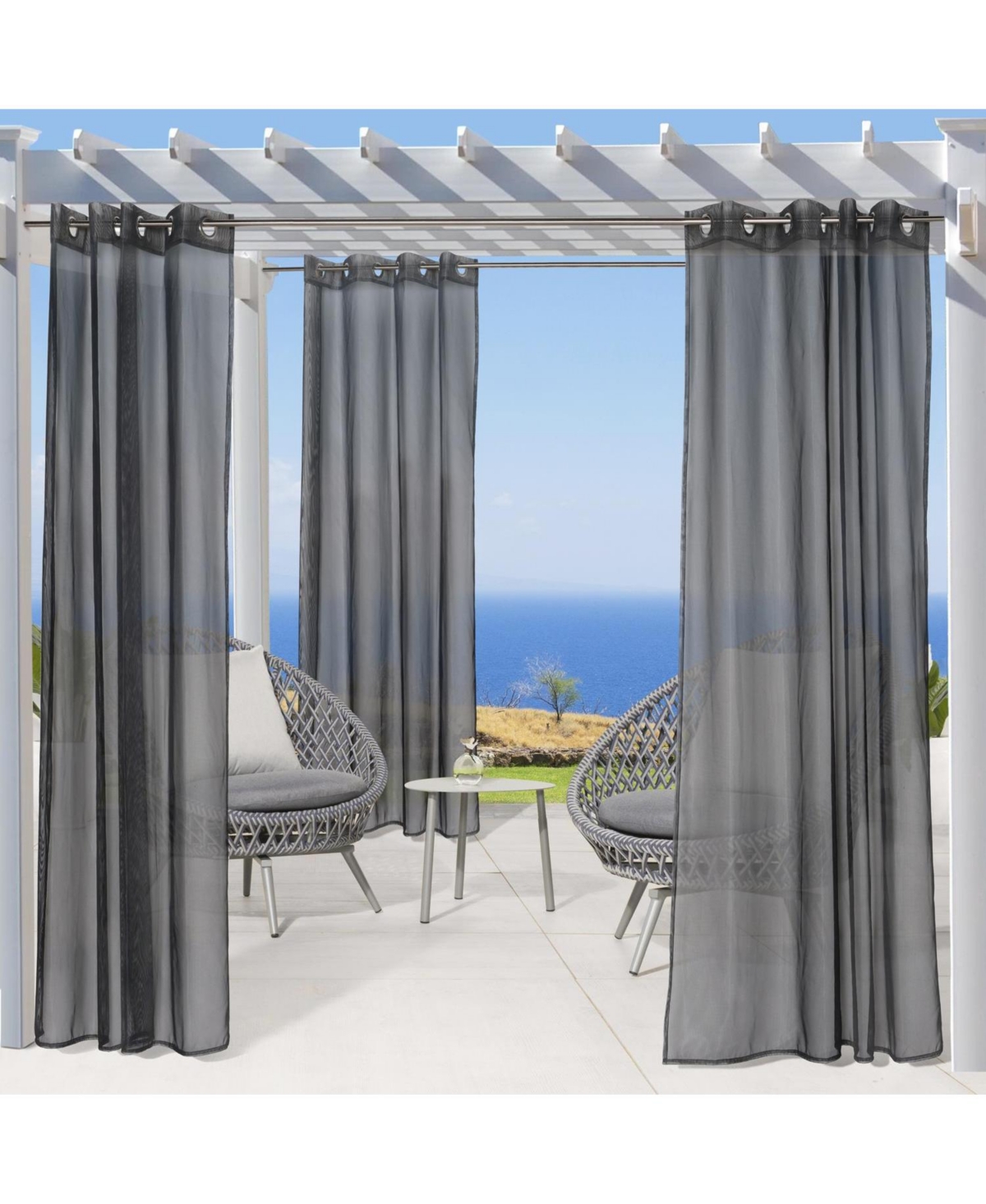 Commonwealth No Seem Curtain Grommet Top Panel 8 Matt Silver Grommets - 50"x108" - Black - Black