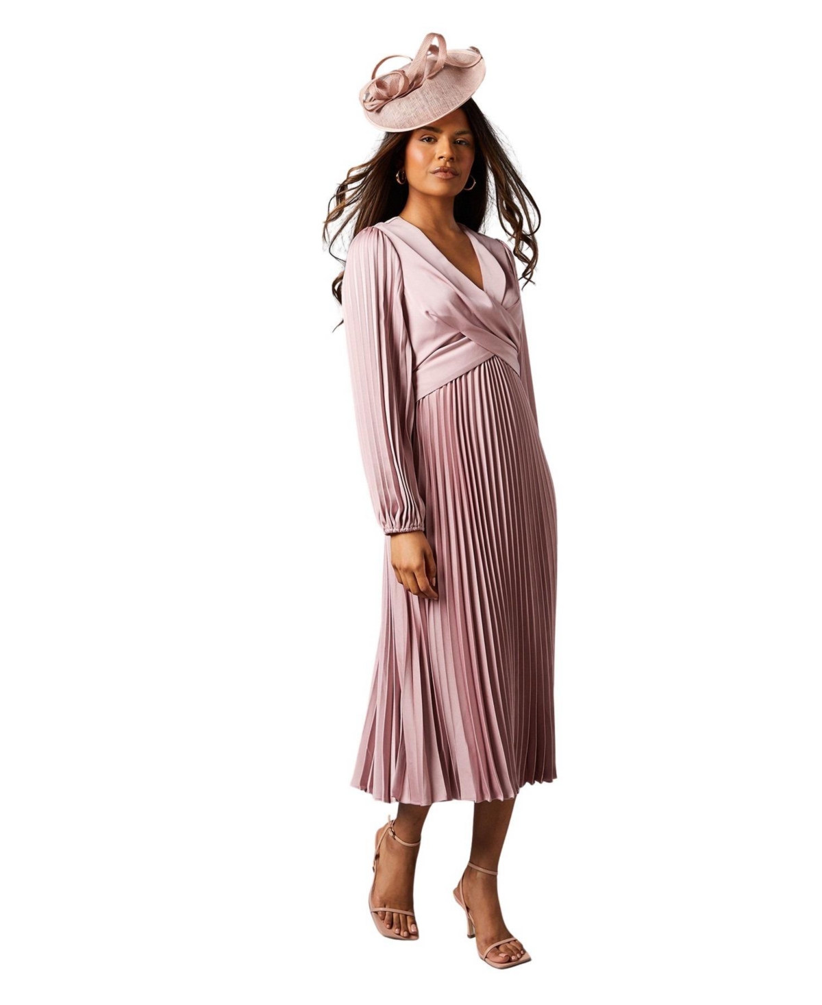 Click here for Coast Womens Pleat Skirt Midi Dress - Antique rose prices