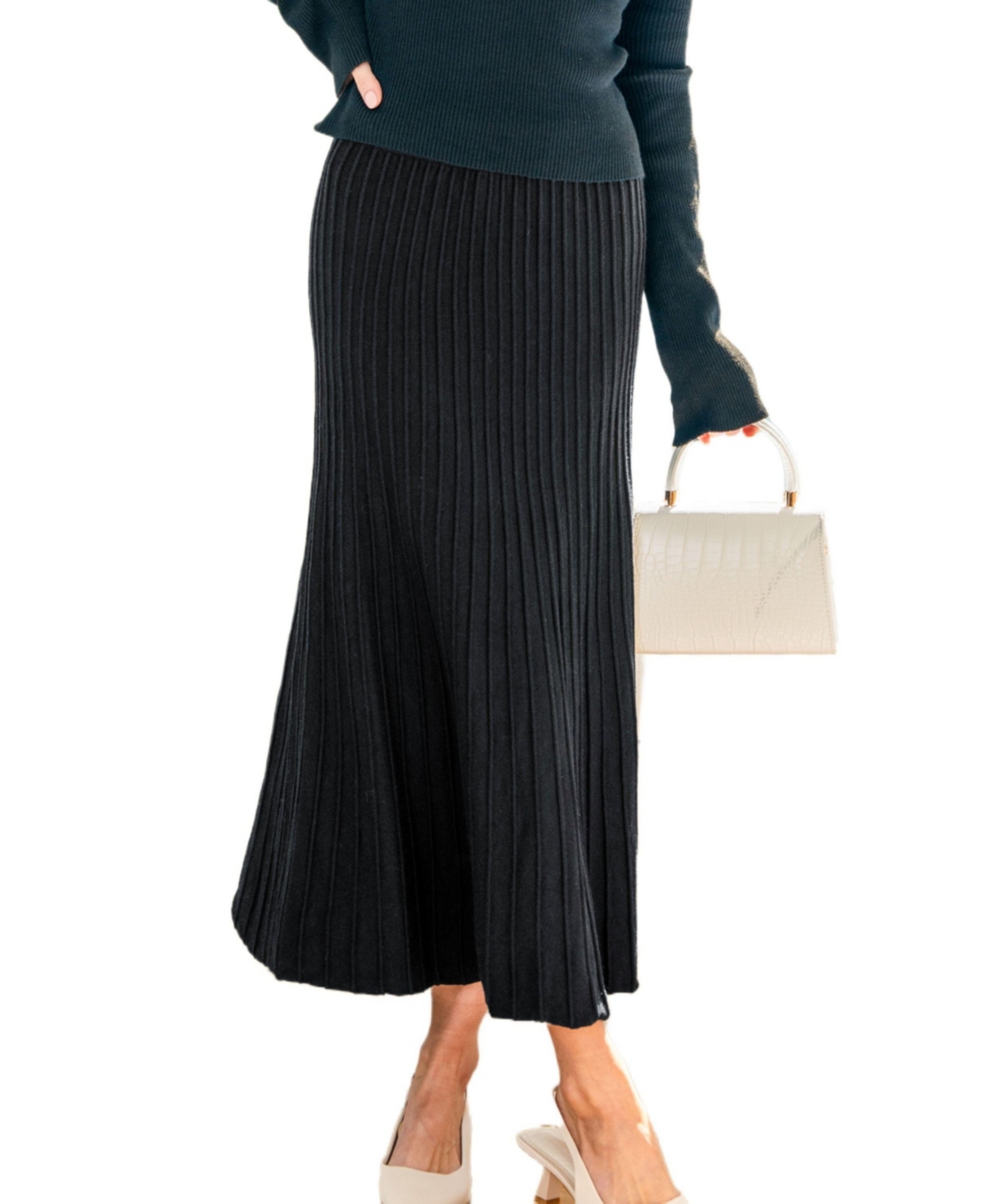 Click here for Cupshe Womens Spin Me Around Midi Skirt - Black prices