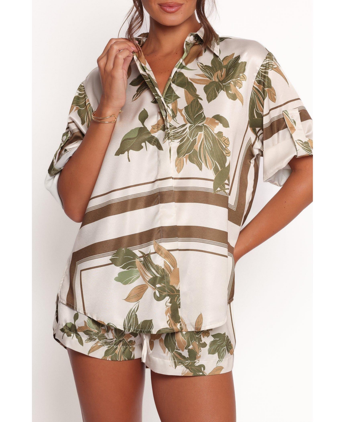 Click here for Petal and Pup Lara Shirt - Pink Print S - Olive pr... prices