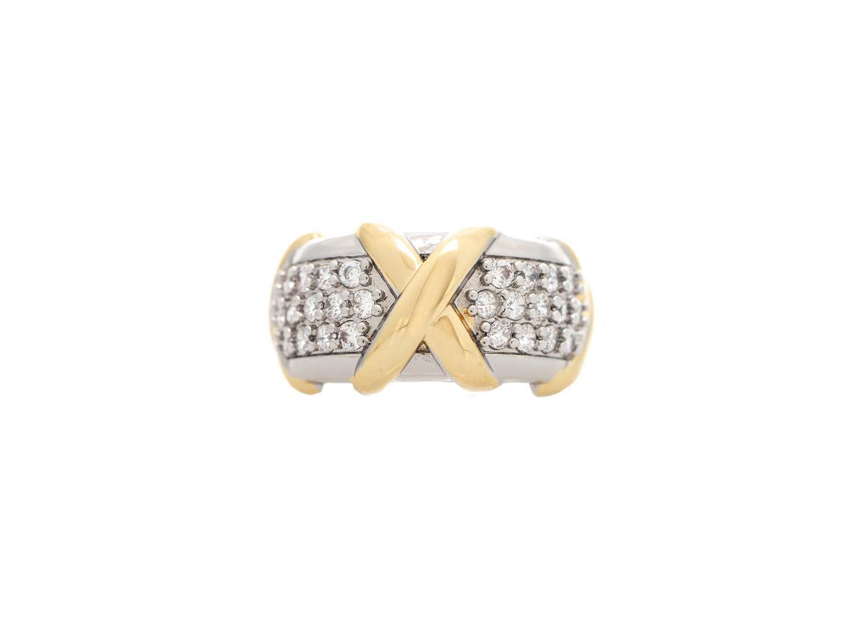 Click here for Rivka FriedmanMixed Metal + Cz Criss Cross Ring -... prices