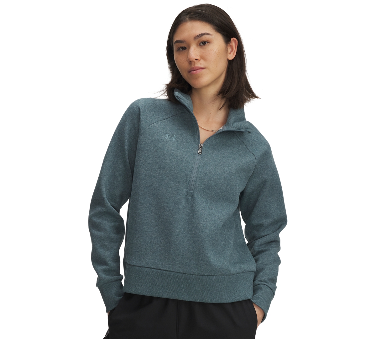 Click here for Under Armour Womens Rival Fleece Mock-Neck Half-Zi... prices