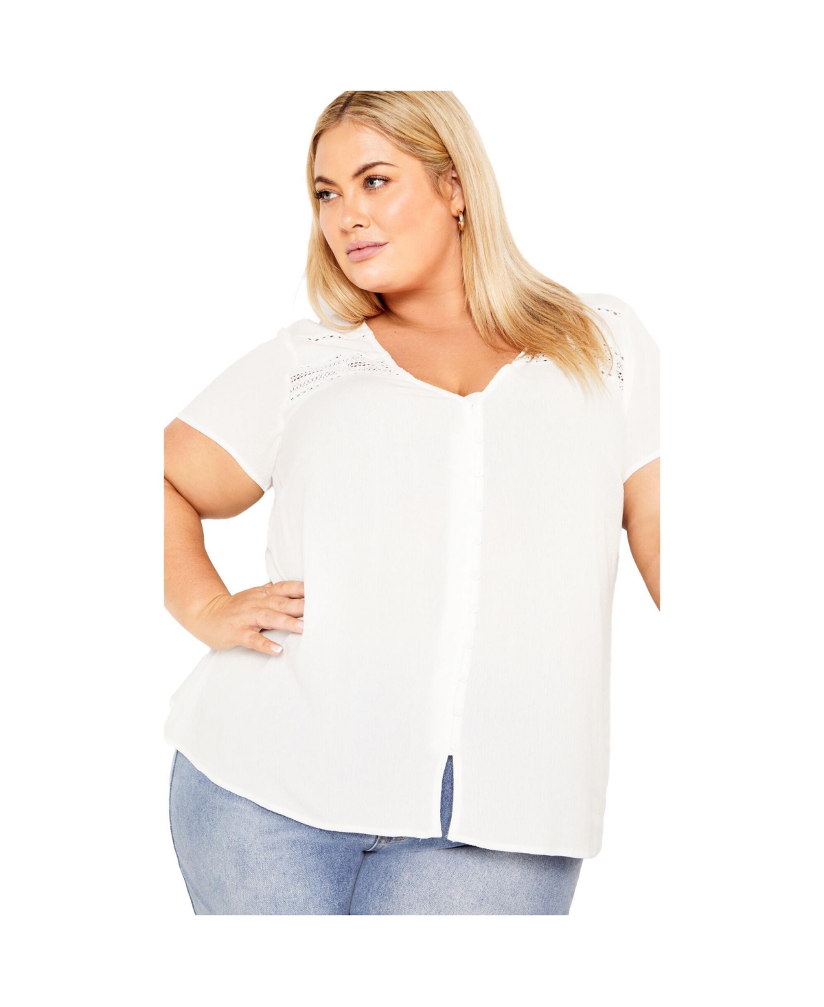 Click here for Avenue Womens Sia Lace Top - Ivory prices