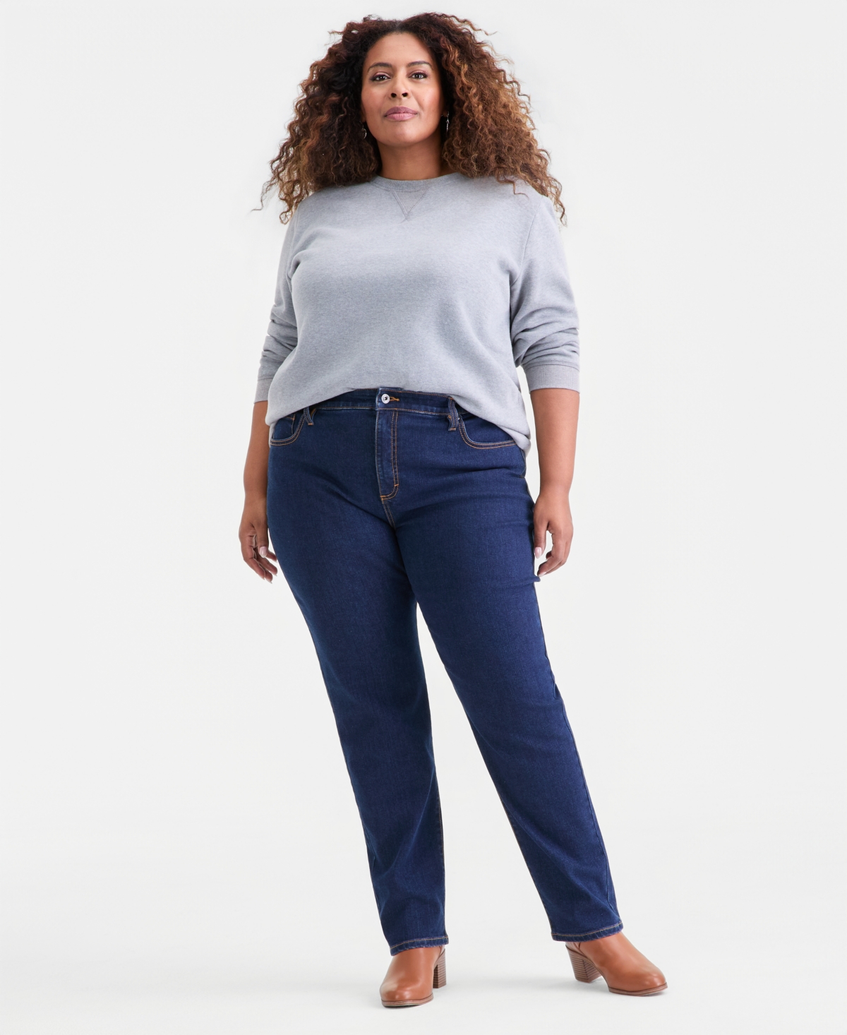 Style & Co Plus Size High-Rise Straight-Leg Jeans  Exclusively at Macys - Fortress