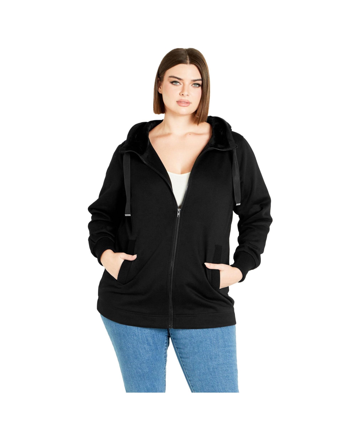 Click here for Avenue Womens Felicity Zip Up Hood Fleece Jacket -... prices