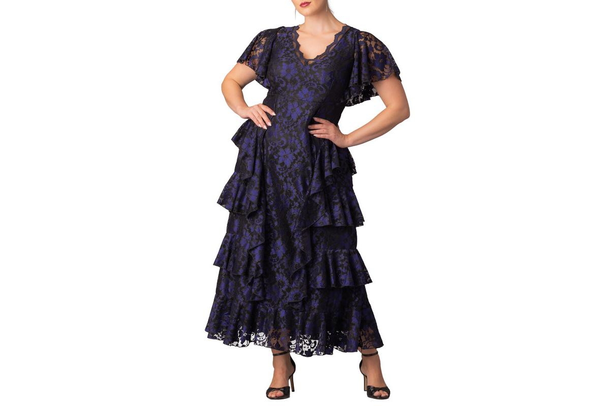 Click here for Kiyonna Womens Mon Ange Tiered Lace Evening Gown -... prices