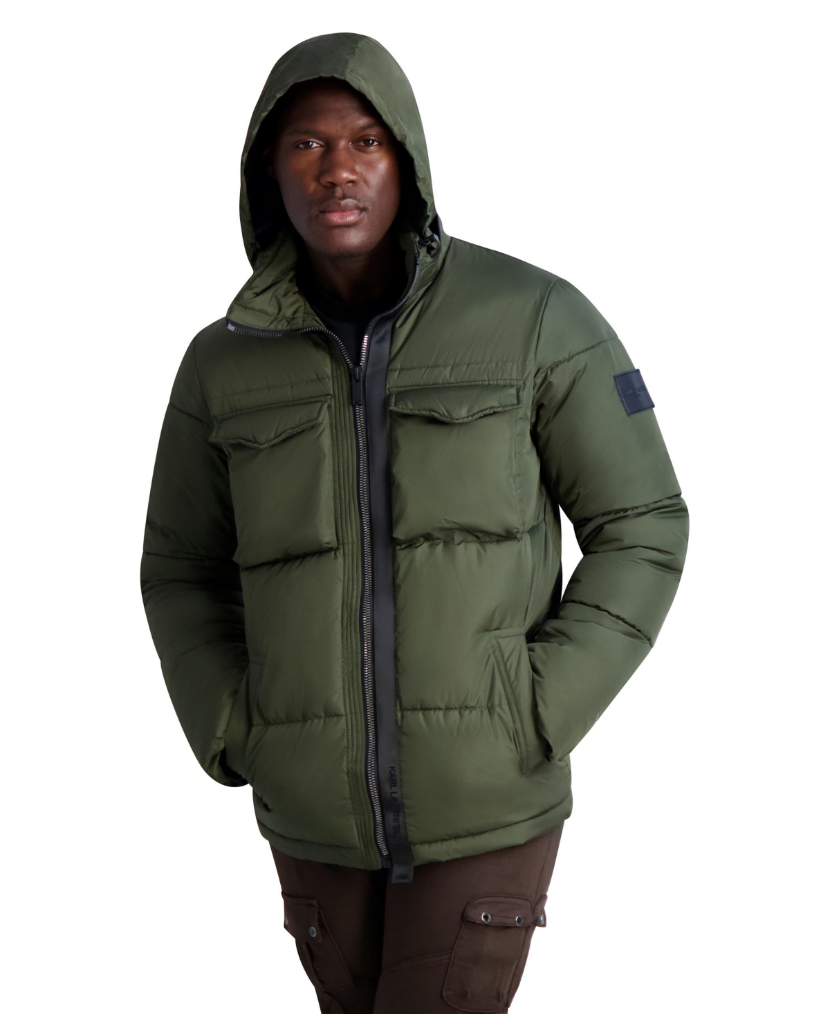 Click here for Karl Lagerfeld Puffer With Chest Pockets - Olive prices